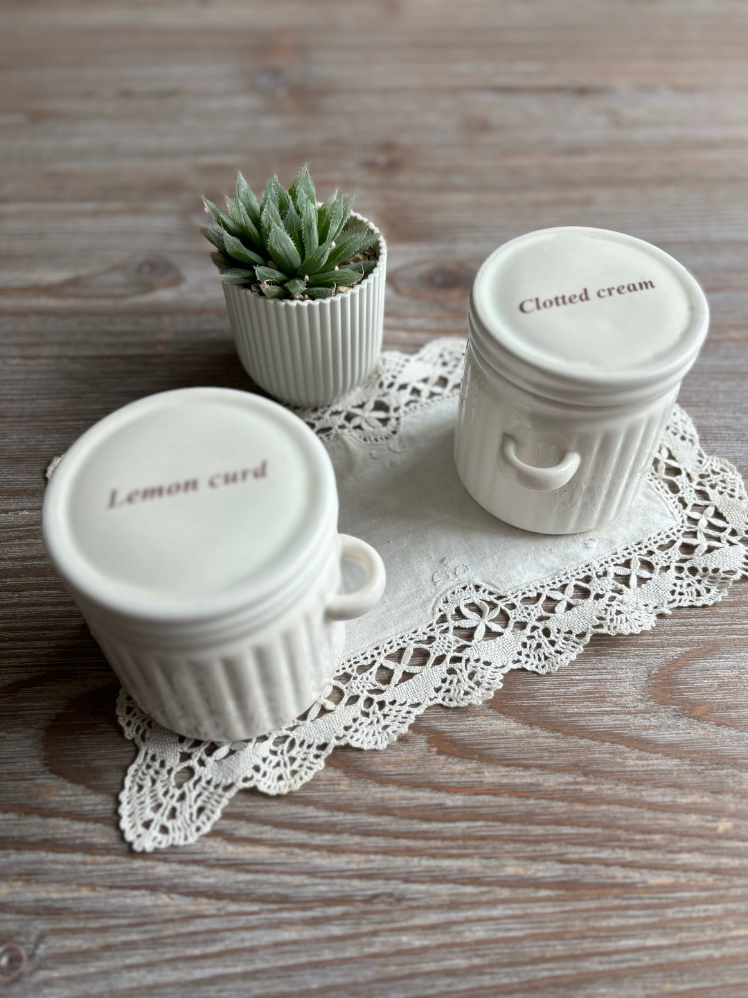 Clotted Cream Ceramic Pot, Lemon Curd Pot With Handle, Confit Pot ...