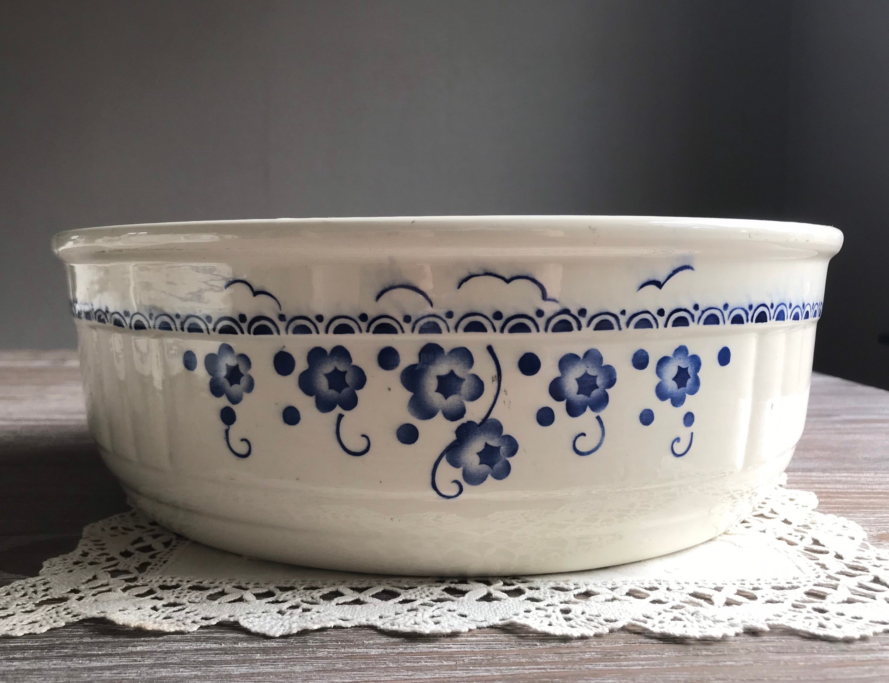 Vintage Ironstone Wash Basin Large Washing Bowl Printa - Etsy