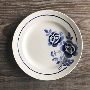 French Vintage Side Bread Plates, Set of 4, Art Deco, St Amand, Blue ...