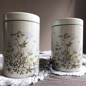 Vintage Floral Kitchen Storage Containers Set of 2 Botanical | Etsy