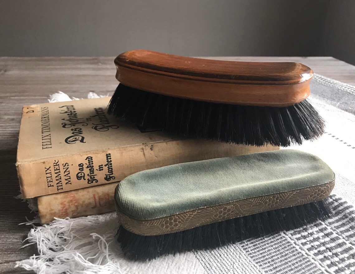 Vintage Wooden Clothes Brush, Set of 2, Fabric Clothes Brush, Vintage ...