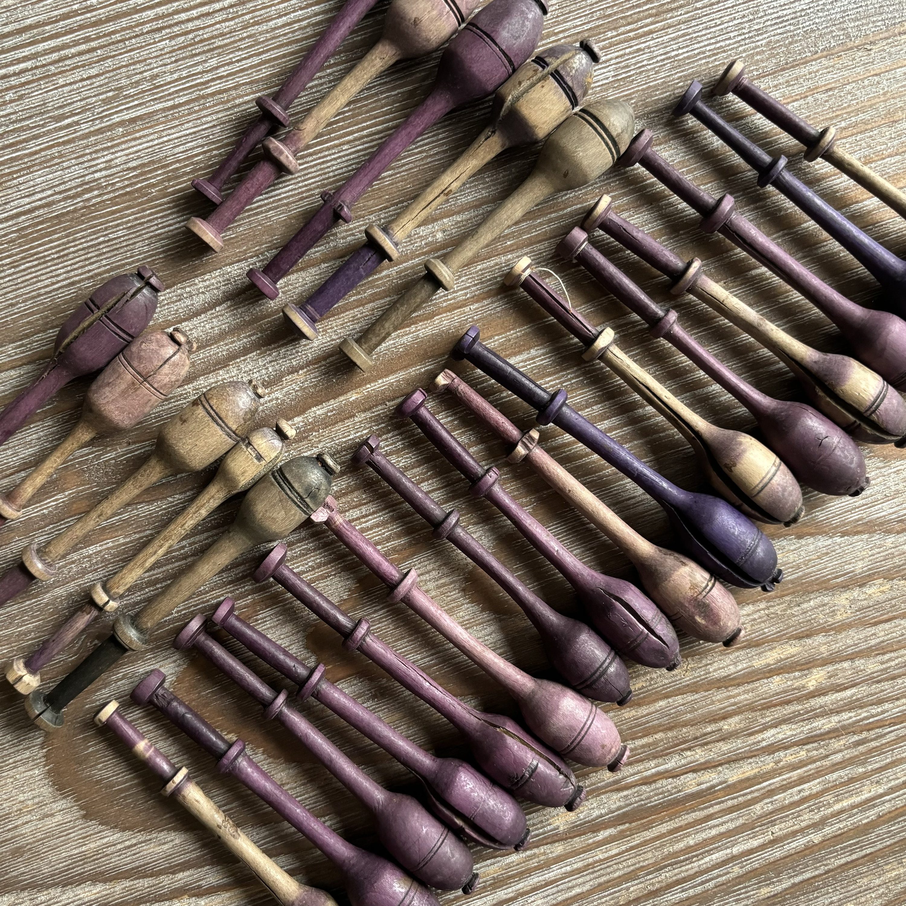 Antique Belgian Lace Bobbins, Wooden Lace Weaving Spindles, Violet ...