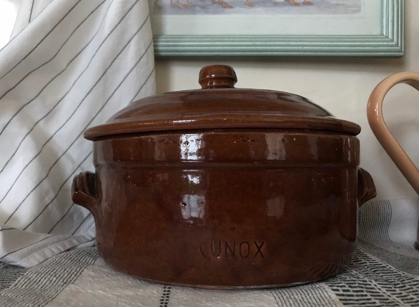 Vintage french large clay pot with lid terracotta | Etsy