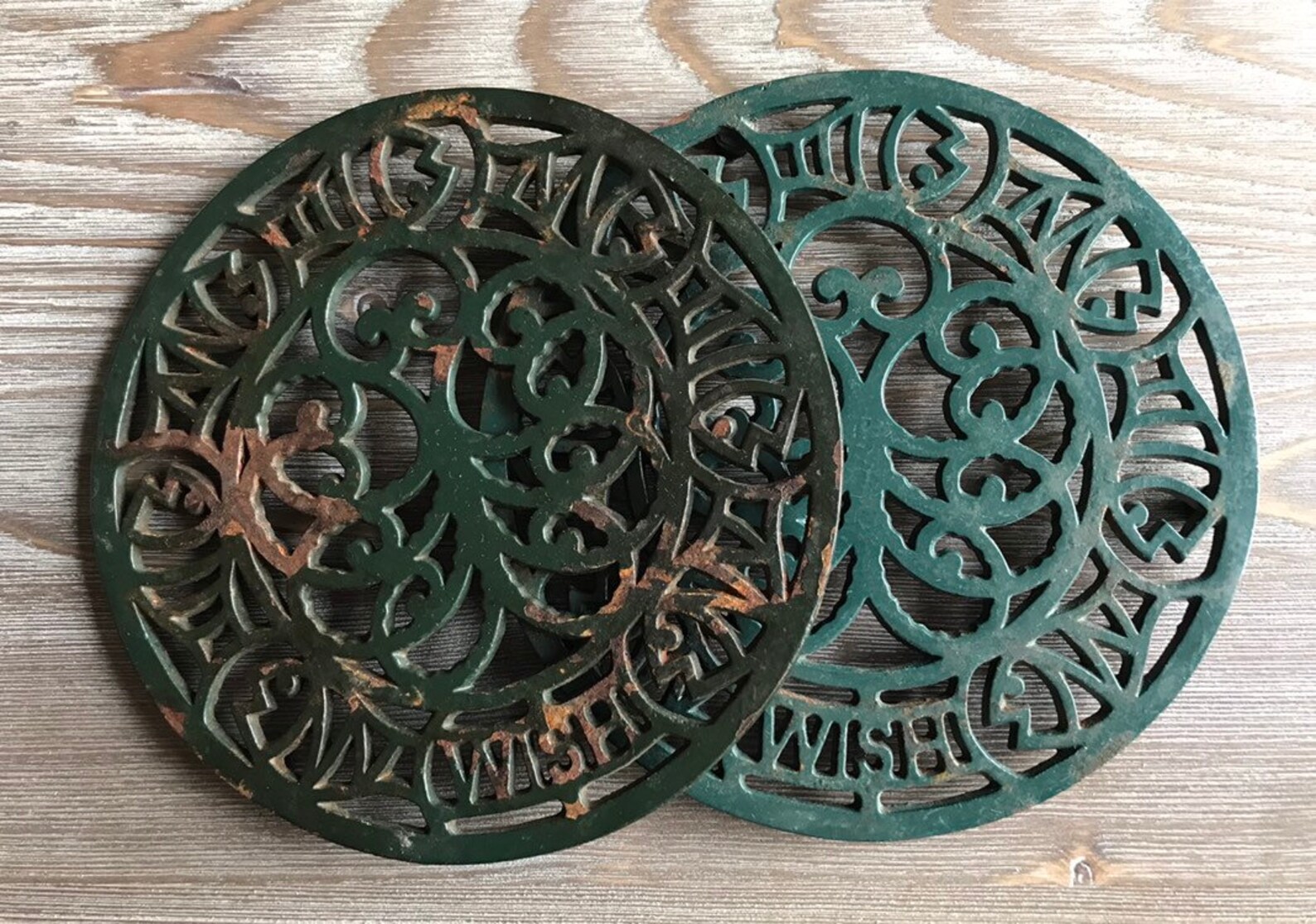 Vintage cast iron enamel trivet Metal Round mid century | Etsy