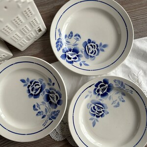 French Vintage Side Bread Plates, Set of 4, Art Deco, St Amand, Blue ...