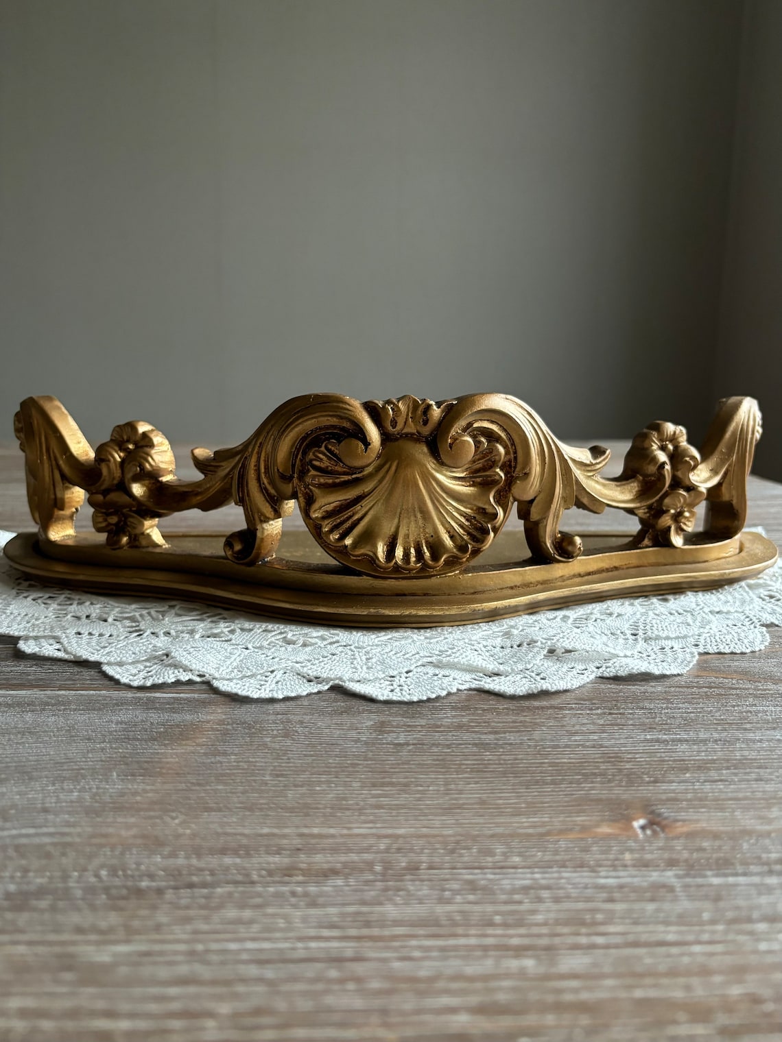 Vintage Giltwood Wall Mirror Console, Baroque Pediment, Carved Wood ...