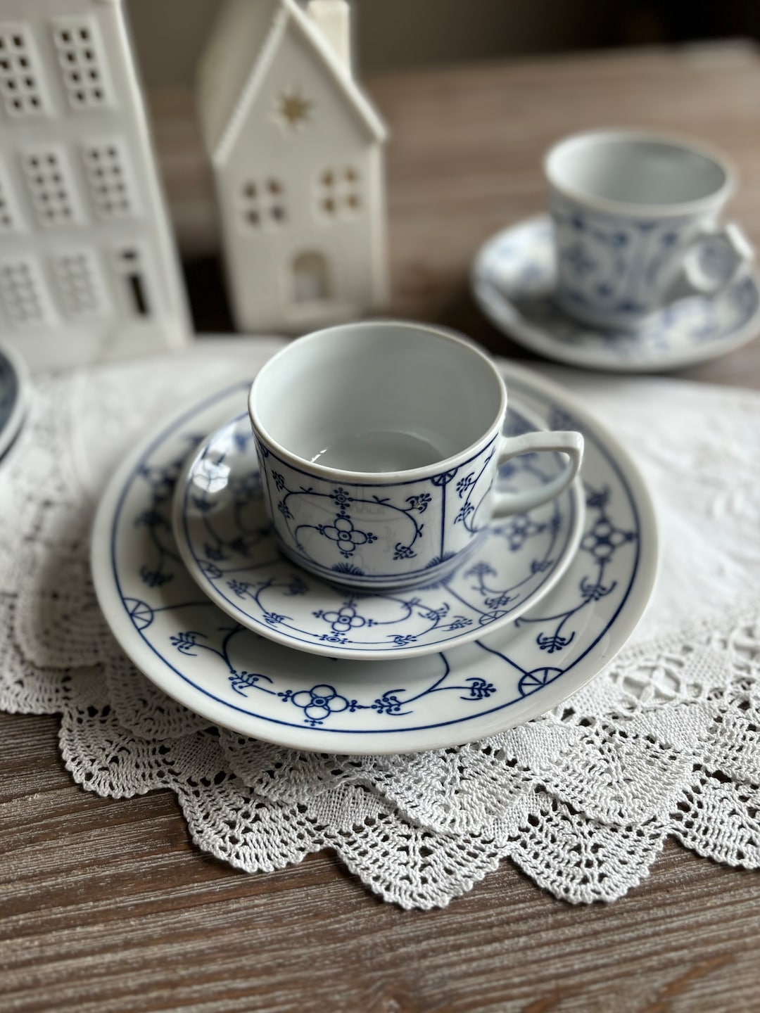 Vintage Blau Saks Tea Cup Saucer Desert Plate, Original German Blau ...
