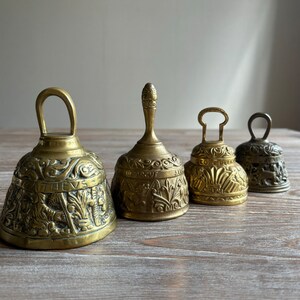 Antique Solid Brass Table Bell, Heavy Bronze Hand Bell, Retro Victorian ...