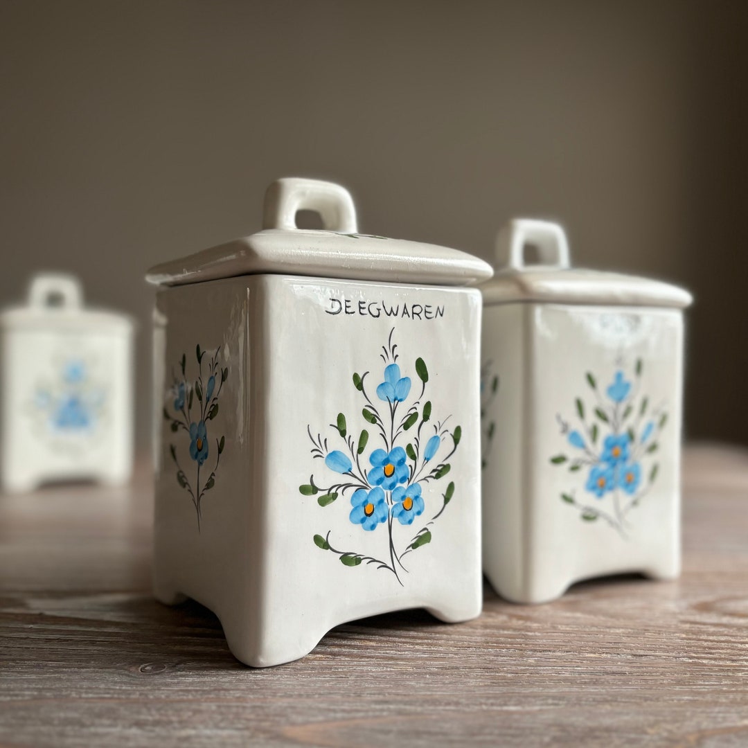 Vintage Ceramic Kitchen Storage Containers, Floral Forget Me Not ...