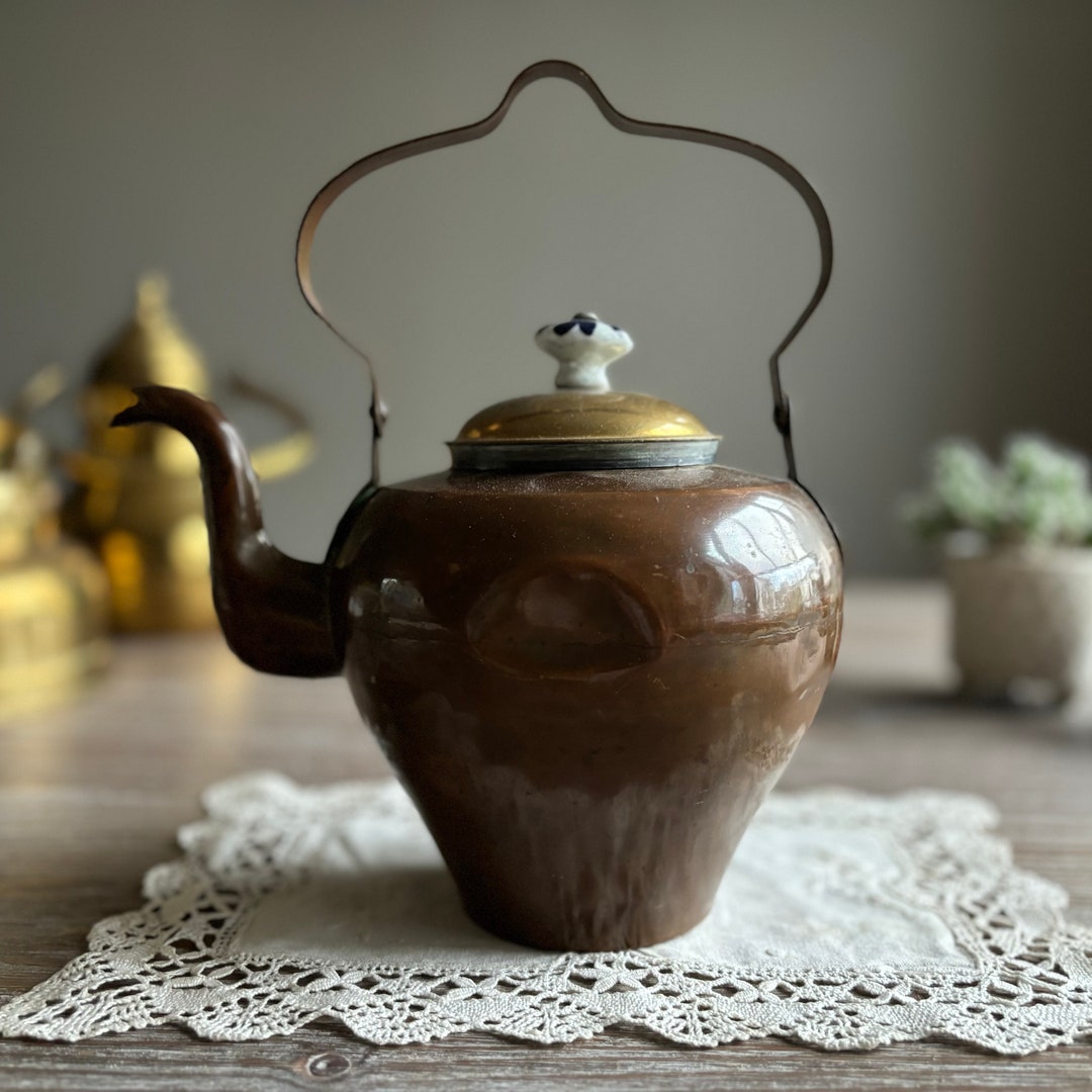 Dutch Vintage Copper Brass Kettle, Small Kettle, Antique European ...