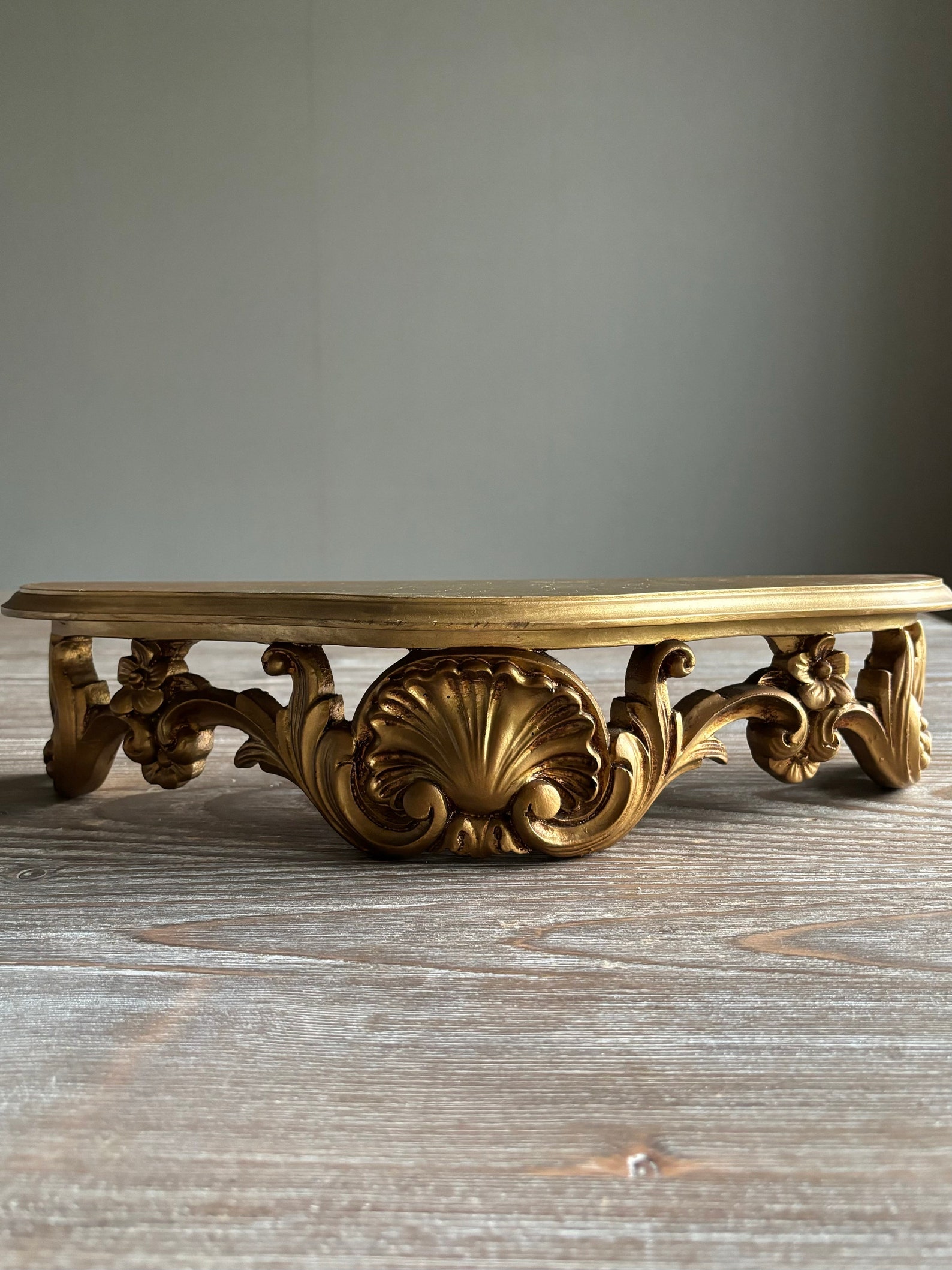 Vintage Giltwood Wall Mirror Console, Baroque Pediment, Carved Wood ...