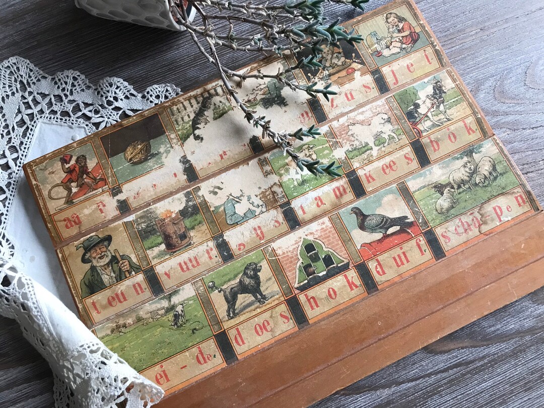 Vintage Dutch Reading Shelf Leesplankje, Learn Reading Desk, Wooden ...