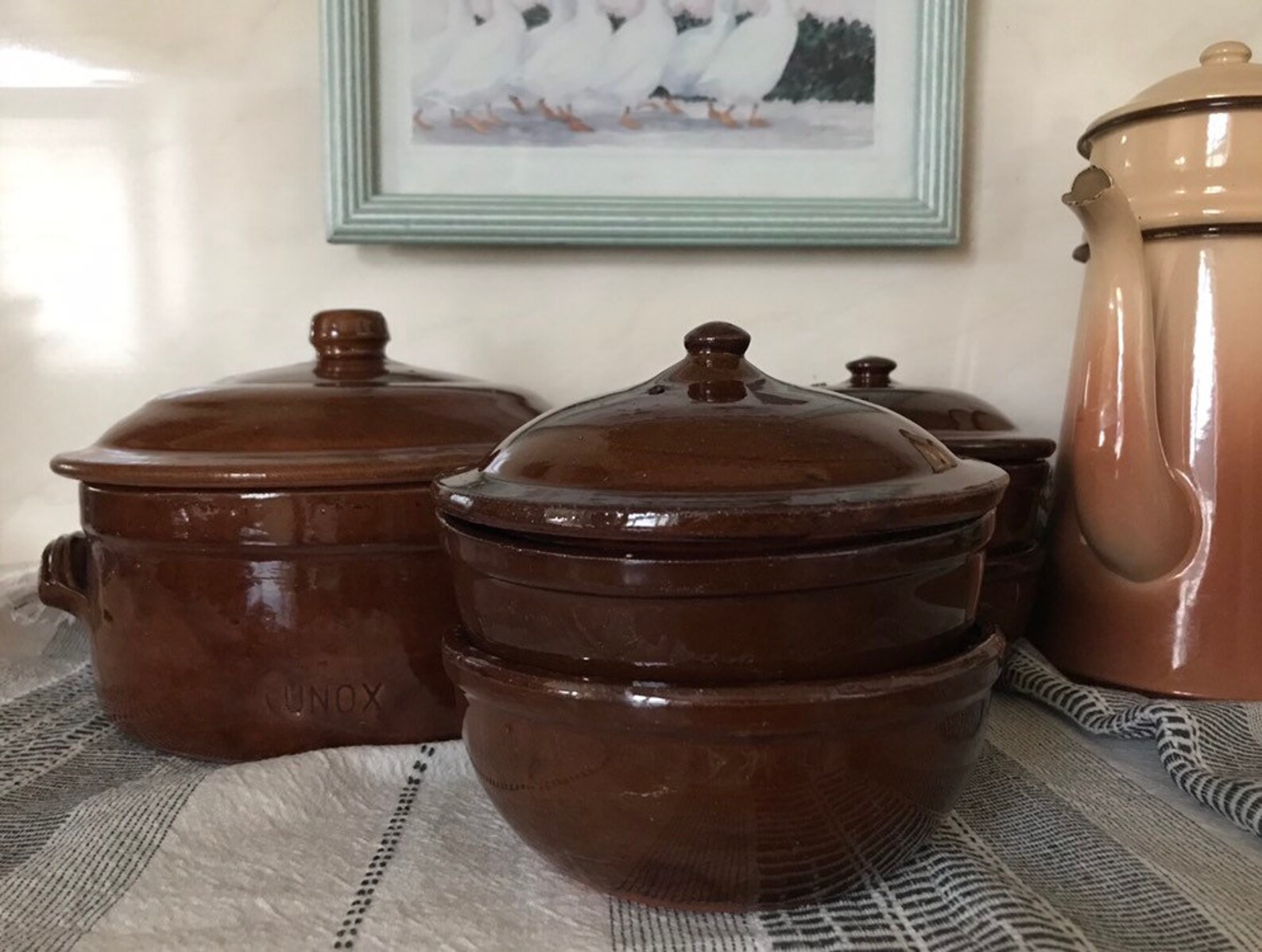 Vintage french large clay pot with lid terracotta | Etsy