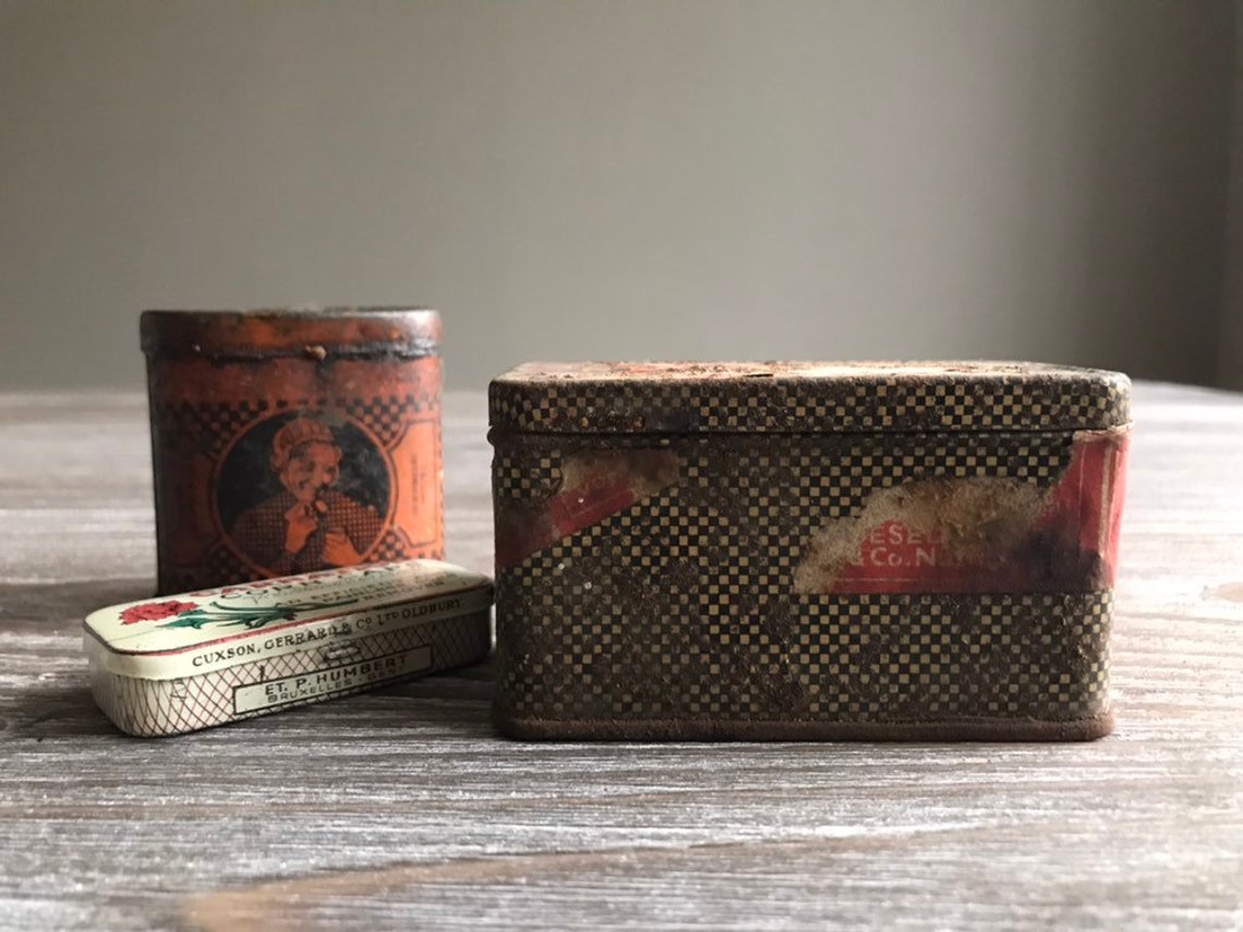 Antique Metal Tin Box Collectible Vintage Small Tin Box - Etsy