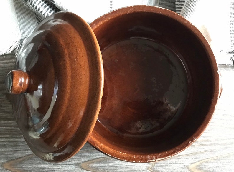Vintage french large clay pot with lid terracotta | Etsy