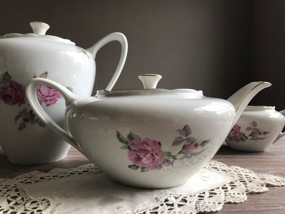 Vintage Porcelain Tea Pot Czechoslovakia Fine Porcelain - Etsy