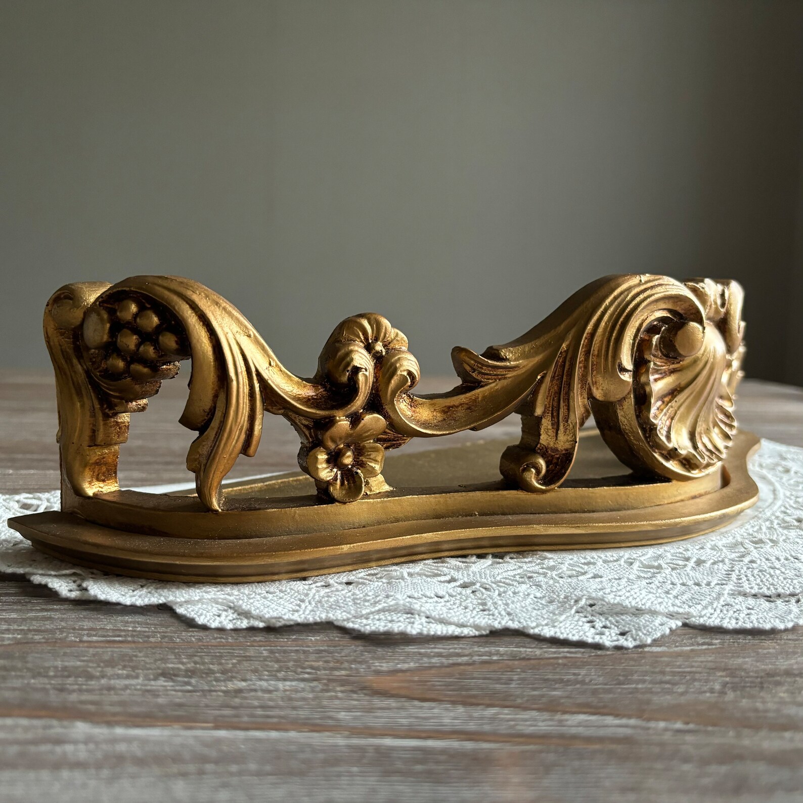 Vintage Giltwood Wall Mirror Console, Baroque Pediment, Carved Wood ...
