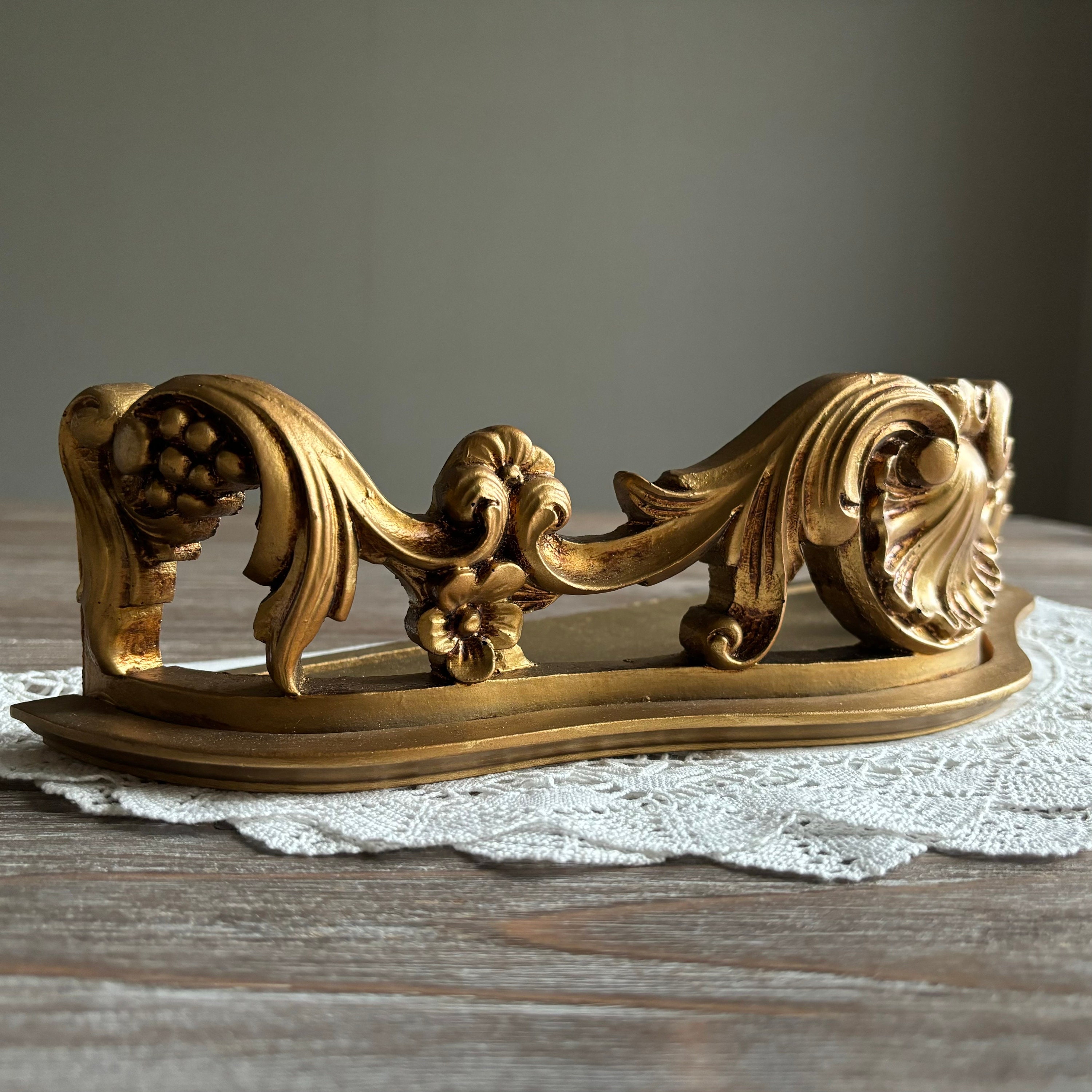 Vintage Giltwood Wall Mirror Console, Baroque Pediment, Carved Wood ...