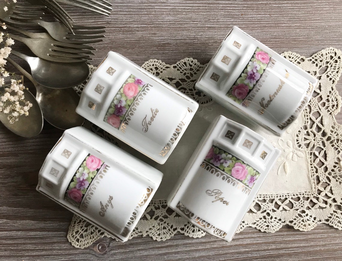 Vintage Small Porcelain Kitchen Storage Containers Set of 4 - Etsy