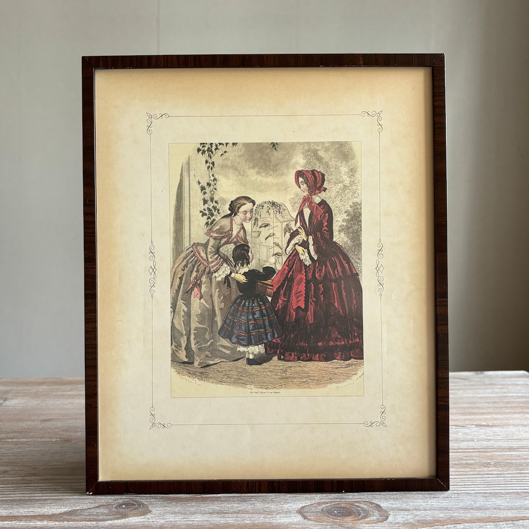 Vintage Print From Antique French Engraving, Framed Fashion Print ...