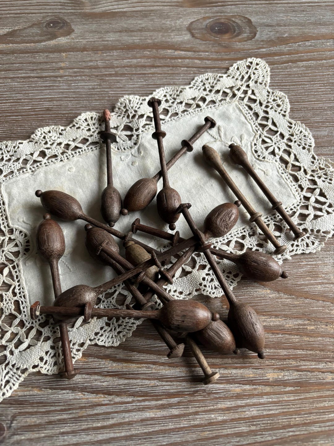 Antique Belgian Lace Bobbins, Wooden Lace Weaving Spindles, Embroidery ...