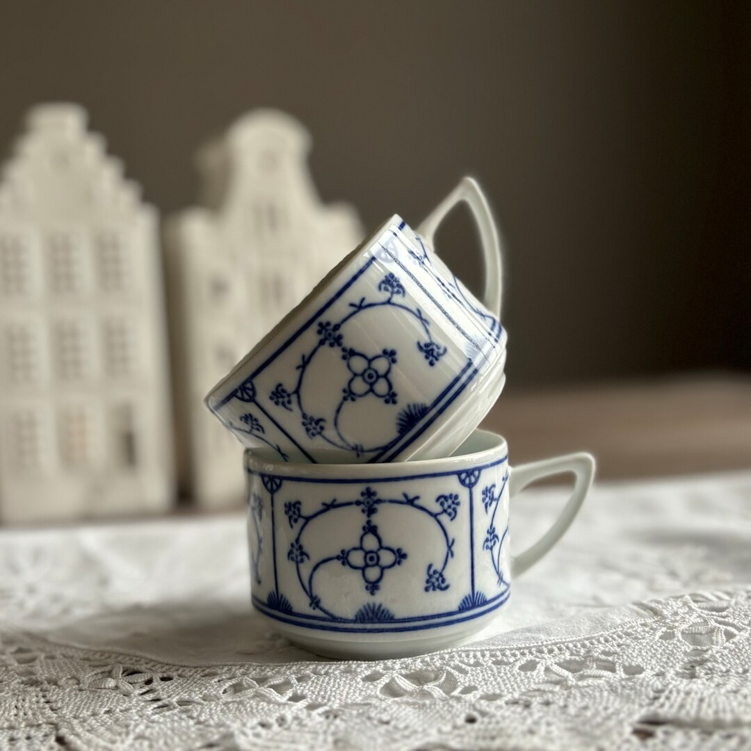 2 Vintage Blau Saks Ceramic Tea Cups, Blau Saks Porcelain, 50s GDR DDR ...