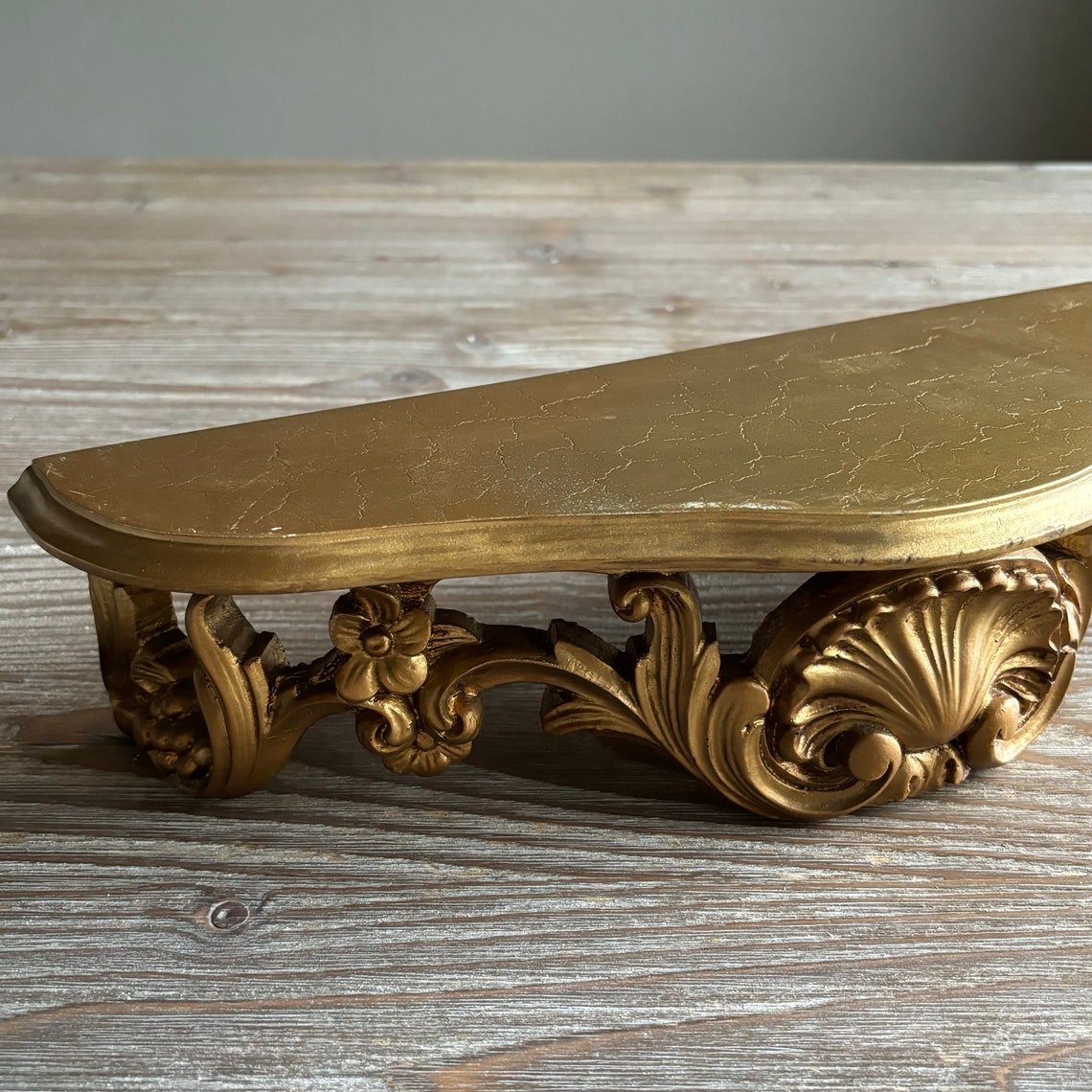 Vintage Giltwood Wall Mirror Console, Baroque Pediment, Carved Wood ...
