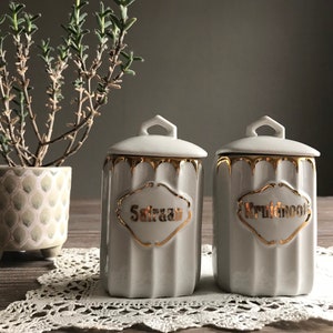 Vintage Small Ceramic Kitchen Storage Containers, Kitchen Spices Pot ...