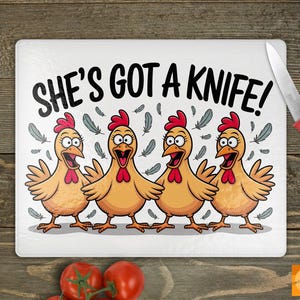 She's Got A Knife Cutting Board PNG | Funny Chicken Design ...