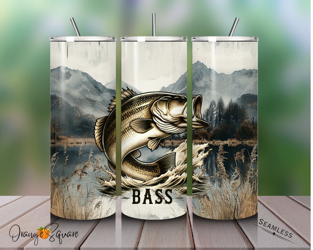 Large Mouth BASS - 20 OZ Skinny Tumbler Wrap Sublimation PNG Design ...