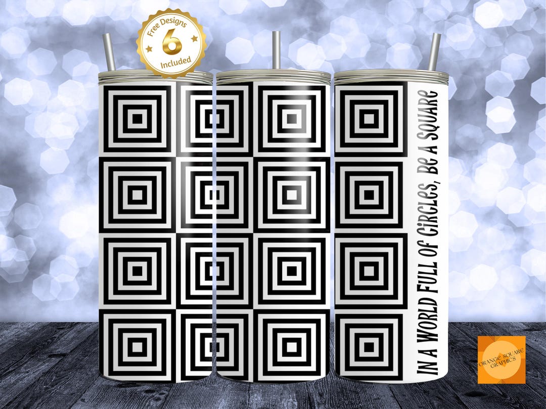 Be a Square Tumbler PNG Design - Optical Geometry Black and White - 20 ...