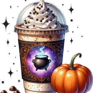 Halloween Coffee Watercolor Clipart Set - Hot Coffee Drink Clipart ...