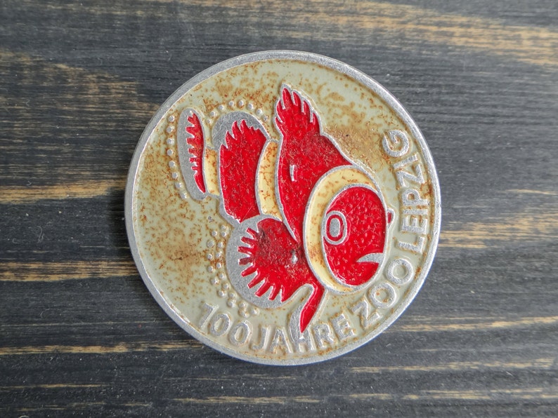 Vintage Metal Pin With Red Fish Animal Badge Zoo Leipzig - Etsy