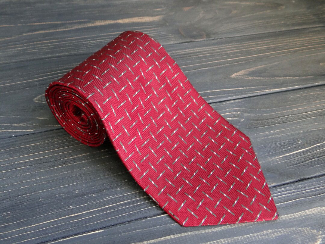 Pure Silk Tie Fathers Day Gift Burgundy Red Cravate Casual Pattern ...