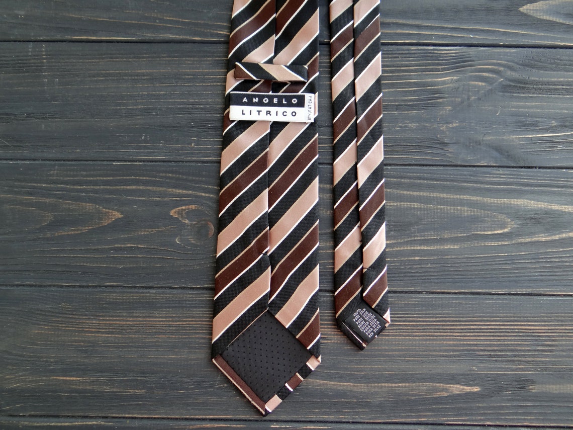 Multi-color Stripe Silk Tie Men Chocolate Brown Necktie - Etsy