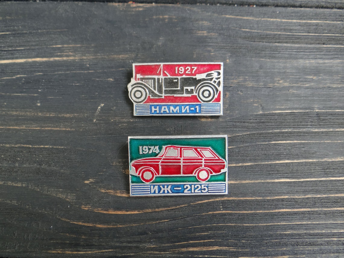 Set of 2 Pcs Vintage Cars Automobiles Enamel Pin Badges Red | Etsy