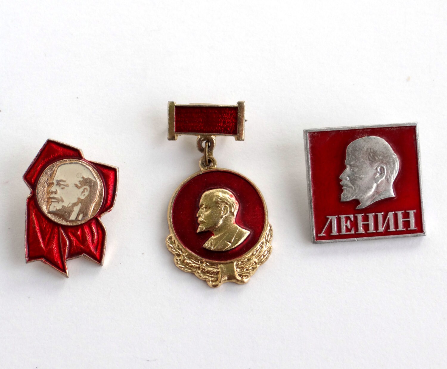 Vintage Soviet Lenin red pins Set of 3 Collectible pin | Etsy