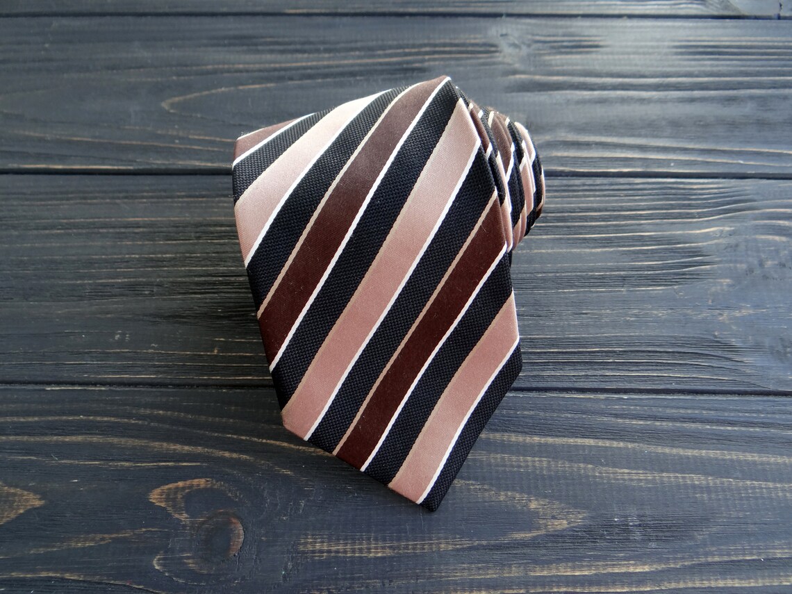 Multi-color Stripe Silk Tie Men Chocolate Brown Necktie - Etsy