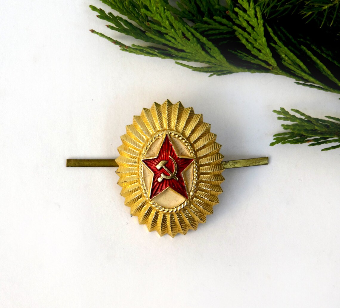Soviet Army hat badge Officers Red Star Pin Communist | Etsy