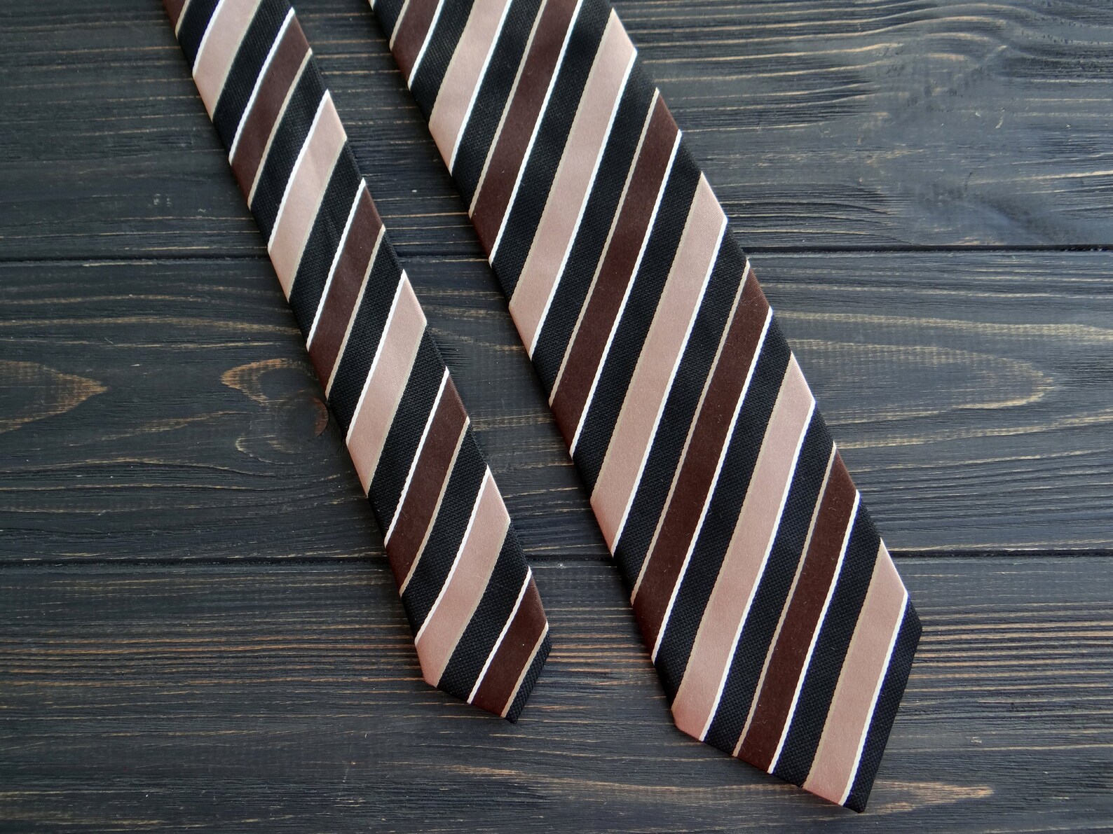 Multi-color Stripe Silk Tie Men Chocolate Brown Necktie - Etsy