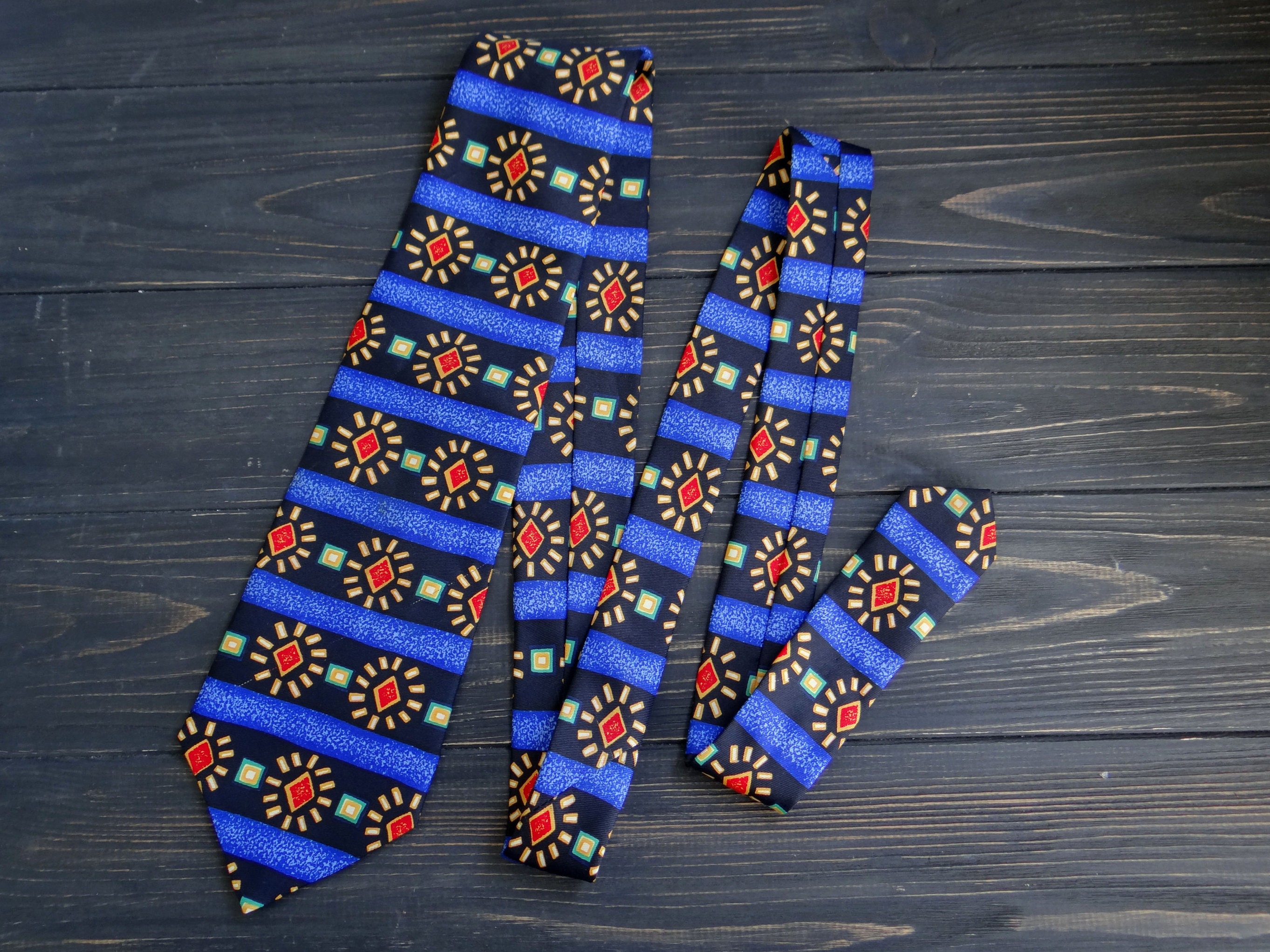 Abstract Print Tie Fathers Day Gift Vintage Men Tie Blue | Etsy