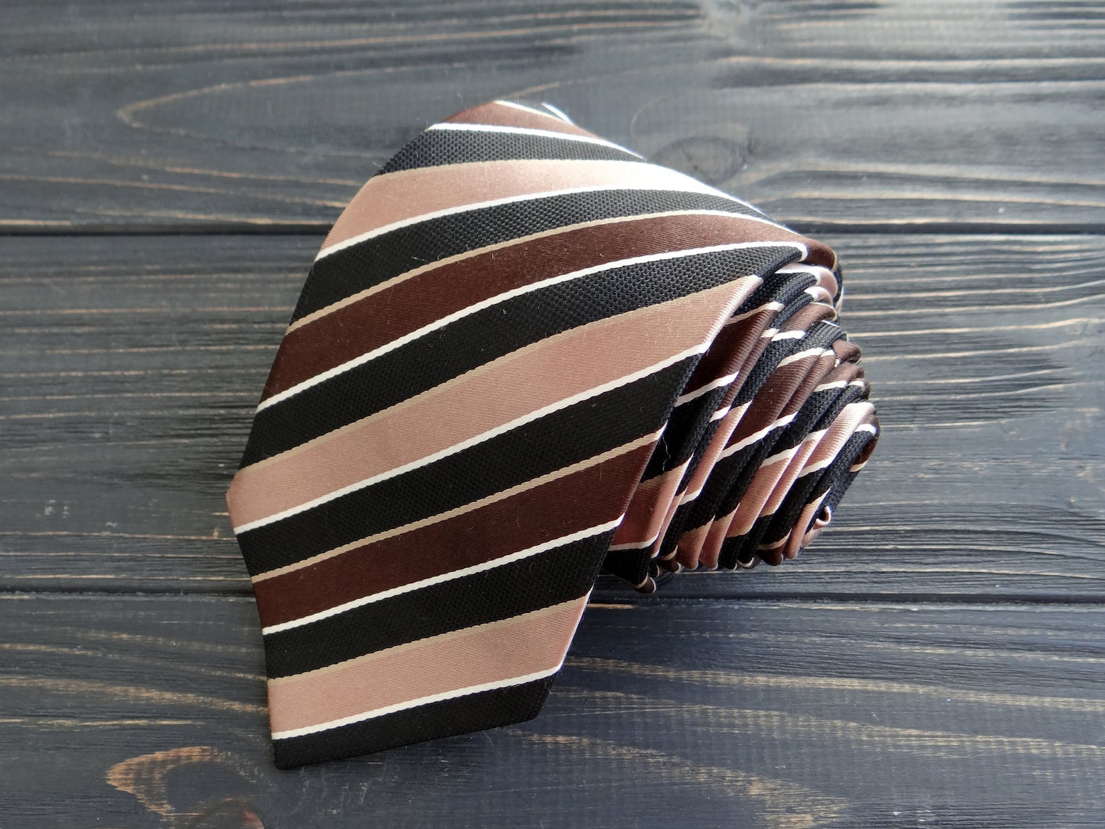 Multi-color Stripe Silk Tie Men Chocolate Brown Necktie - Etsy