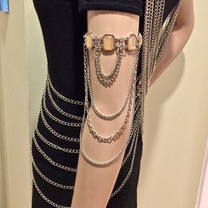 Transparent Tan Tone Armlet, Nickel Free Metal Arm Chain, Unisex Upper ...