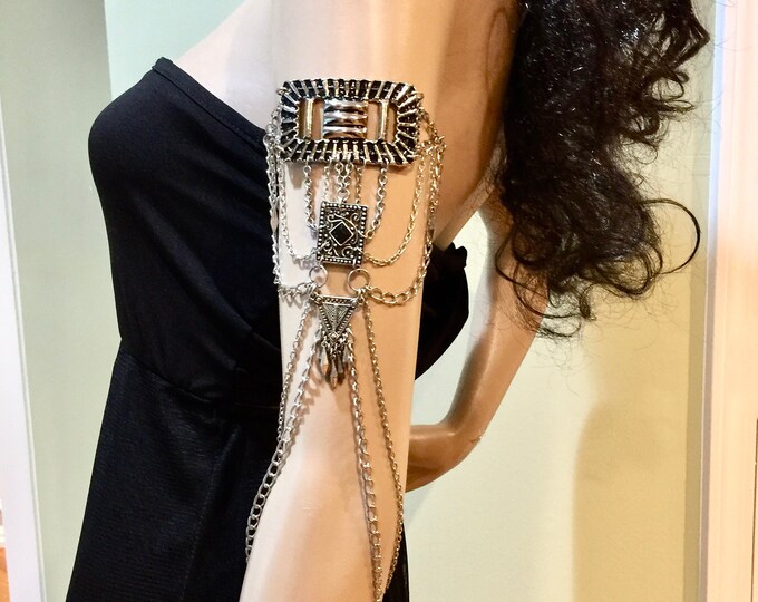 Silver Metal Arm Chains, Bohemian Upper Arm Bracelet, Handmade Armband ...