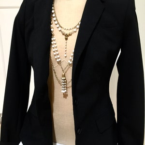 White Beads and Brass Colors Chains Necklace, Trendy Long Summer ...