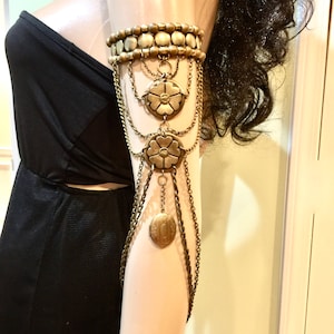 Brass Metal Medieval Arm Chains, Bohemian Upper Arm Bracelet, Unisex ...