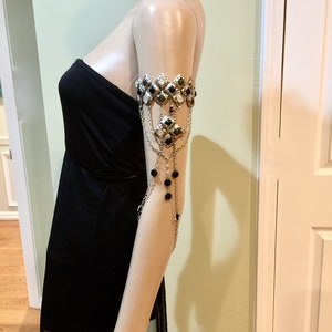 Silver Black Arm Chains, Handmade Armband, Upper Arm Bracelet, Draped ...