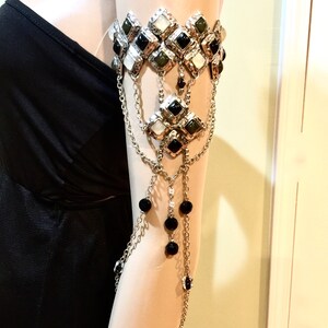 Silver Black Arm Chains, Handmade Armband, Upper Arm Bracelet, Draped ...