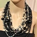 Multi Strand Black Messy Statement Necklace, Handmade Jewelry, Multiple ...