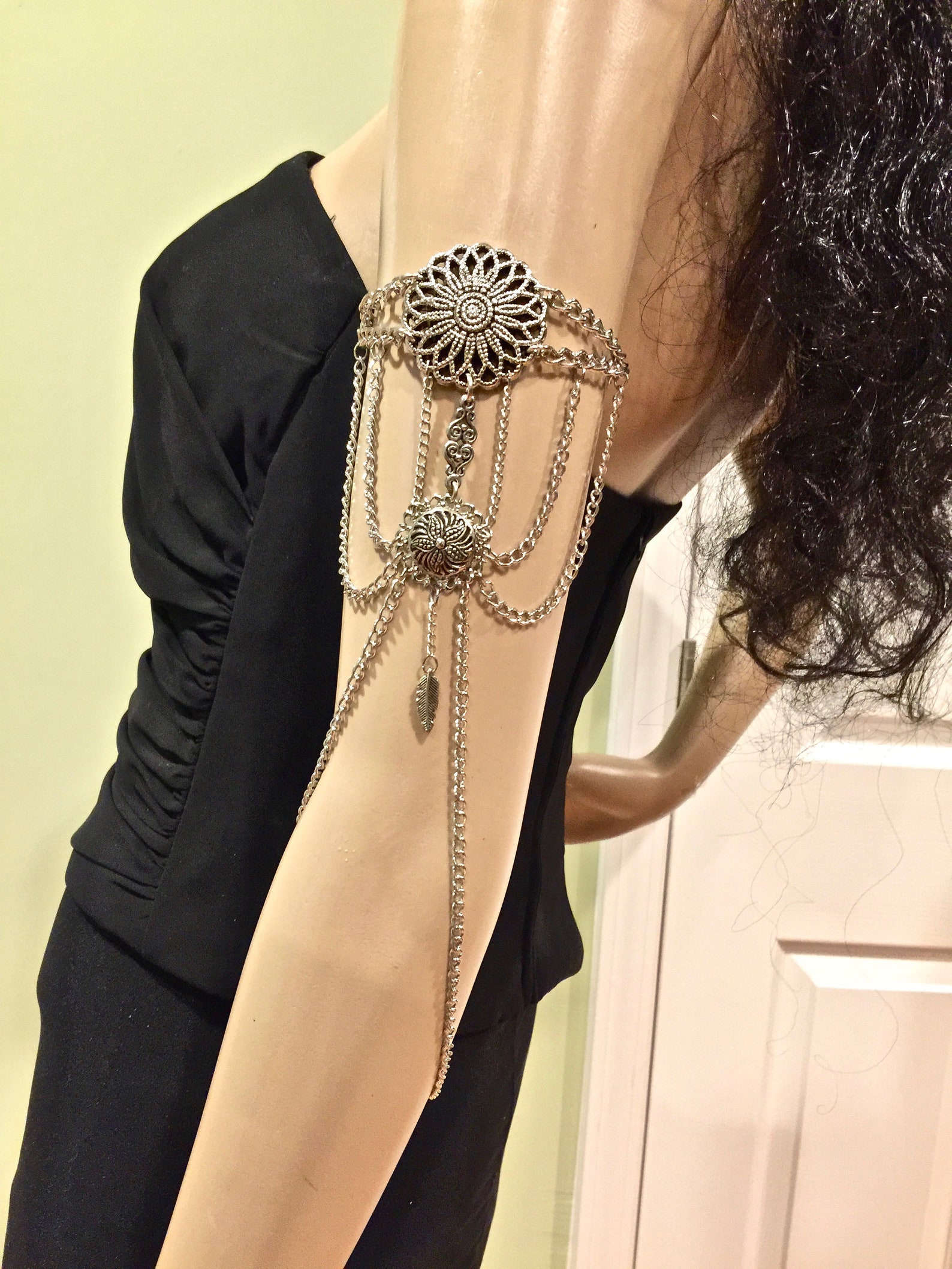 Upper Arm Bracelet Handmade Silver Color Arm Chains. Body | Etsy